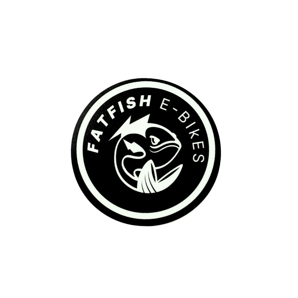 Fatfish Circular Logo Sticker White on Black 60MM – Fatfish E-Bikes